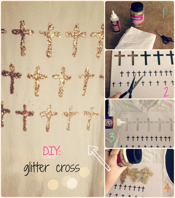 Redheadandcurls♥: DIY: glitter cross on your clothes!