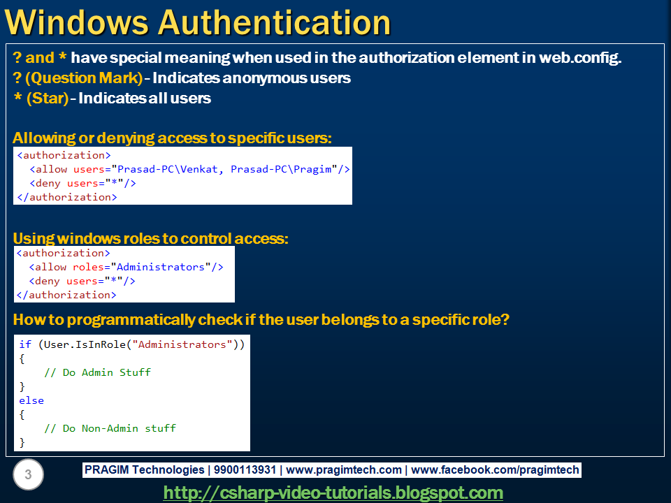 Sql server, .net and c# video tutorial: Part 88 – Windows Authentication