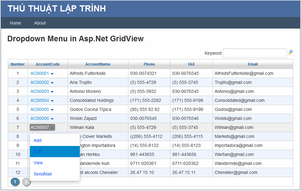 Tạo Dropdown Menu nâng cao trong Asp.Net Gridview - Thủ thuật lập trình Asp.net, Kiến thức lập ...