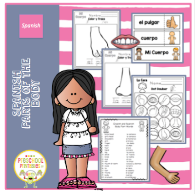 Spanish Parts of the Body ~ Preschool Printables