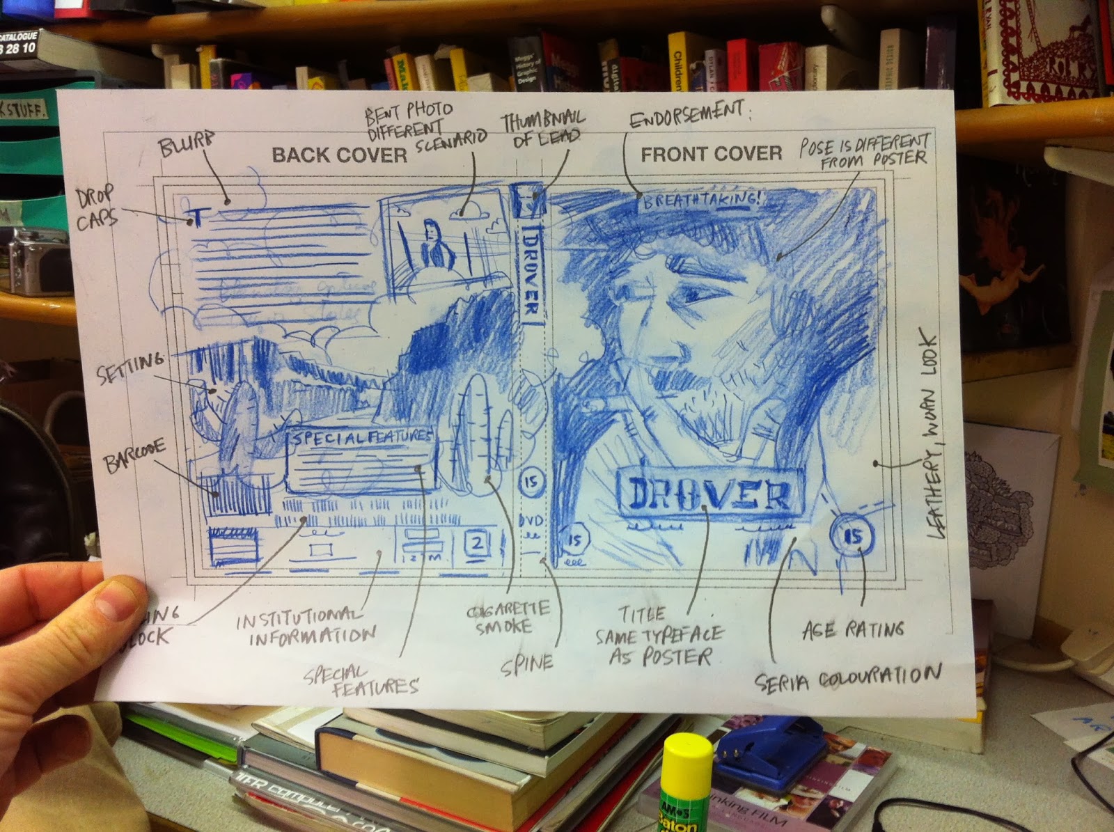 GCSE Media 10/11: DVD Cover Draft (by hand)