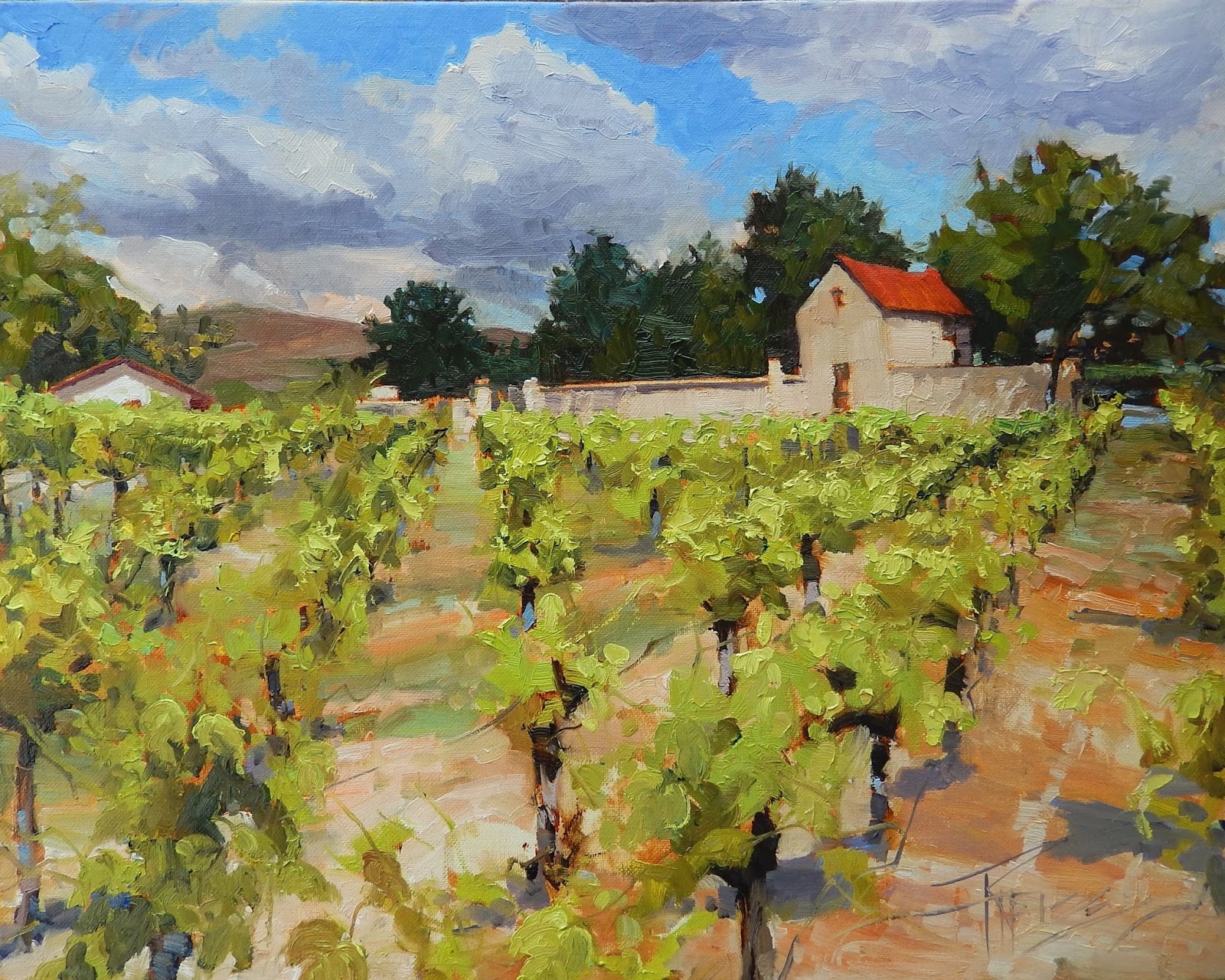 in plein air: "Hedges Family Estate" original, vineyard, oil painting ...