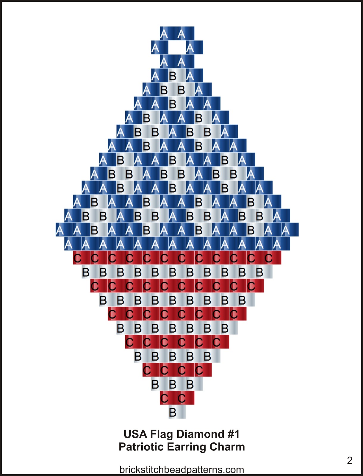 Brick Stitch Bead Patterns Journal: USA Flag Diamond #1 Brick Stitch ...