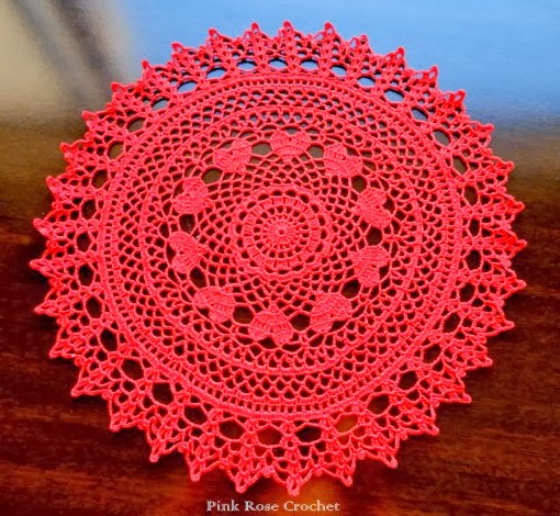 Pink Rose Crochet: Valentine Ring of Hearts Doily