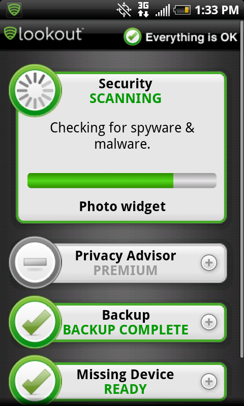 Mobile phone software: Lookout Mobile Security สำหรับ Android