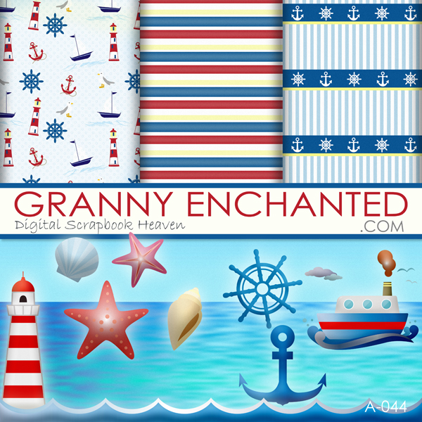 GrannyEnchanted.Com-Main: A-044 Sailing Digital Scrapbook Kit