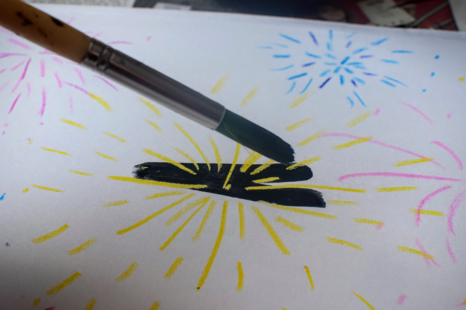 Bonfire Night Craft: Paint a Crayon Resist Firework Picture - Diary of ...