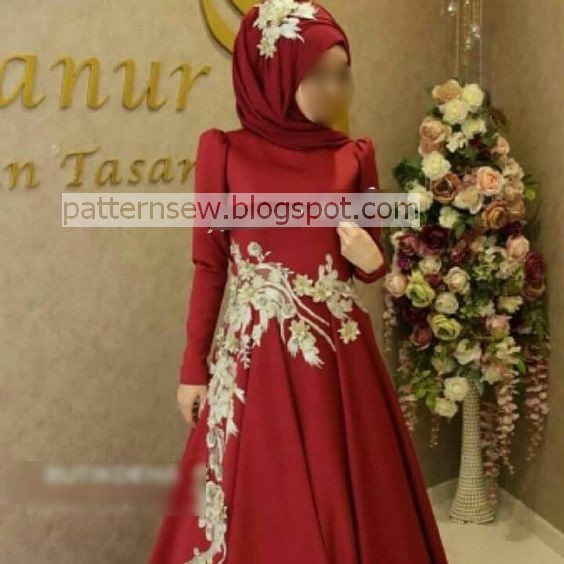 باترون مفصل لفستان محجبات