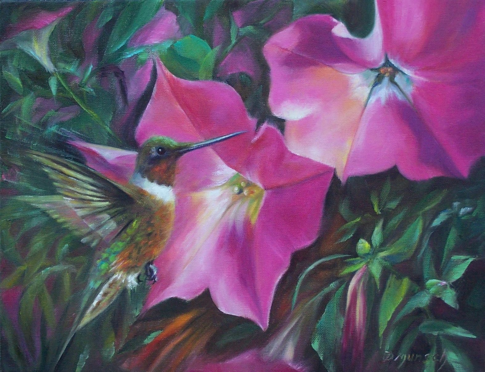 Donna Munsch Fine Art: Original Oil Painting Hummingbird