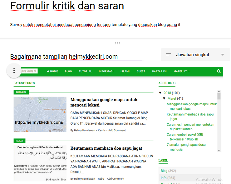 Cara Membuat Formulir Online Dengan Googleform - Blog Orang IT