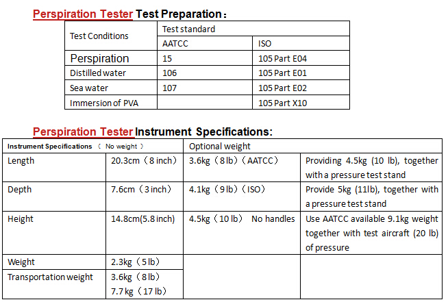 textiletestequipment: Perspiration Tester Operation Manual