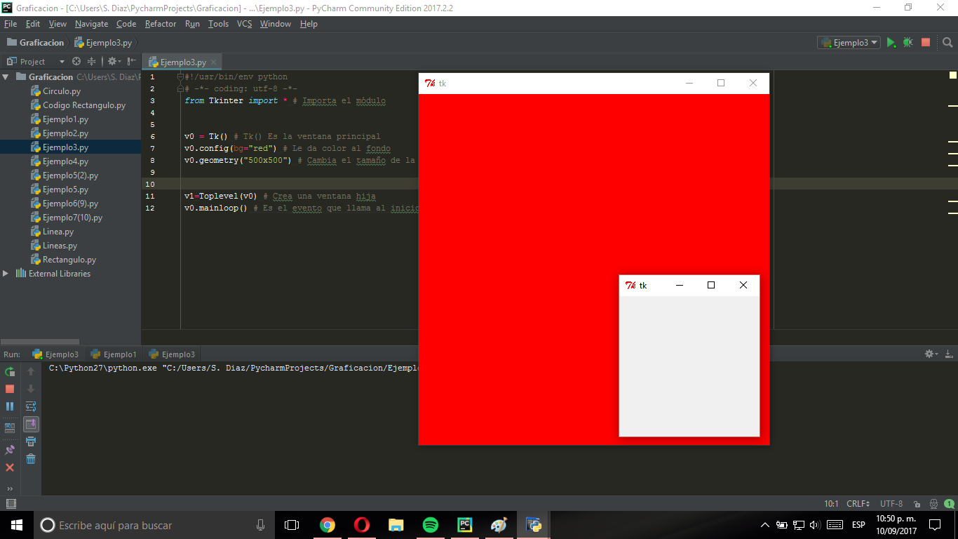 Programas en Python (PyCharm).