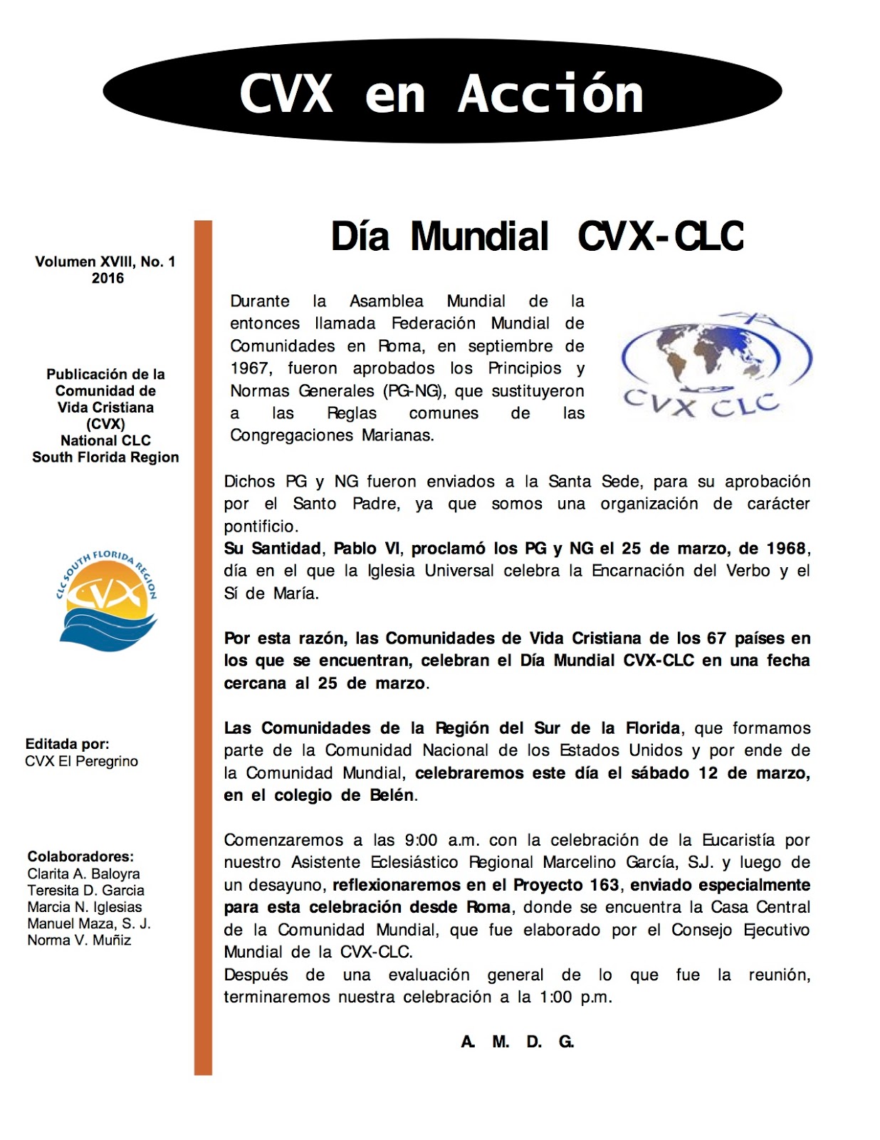 CVX en América Latina: CVX en Acción: Boletín de CVX en South Florida