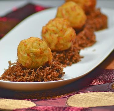 Dambu Nama served with Sweet Potato Balls