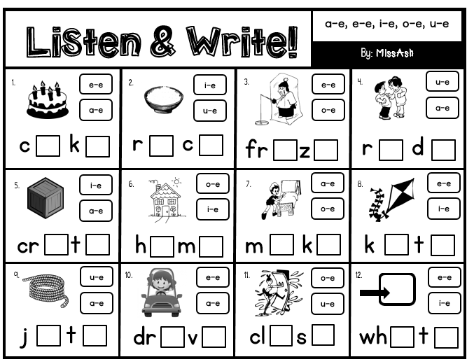 ASH THE TEACHER: a-e , e-e , i-e , o-e , u-e