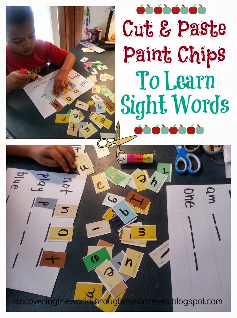 Simple Activity with Paint Chips to Learn Sight Words