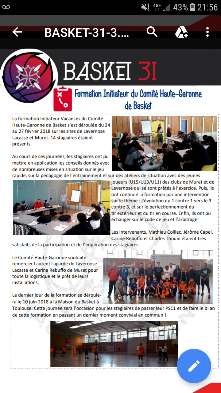 Section Basket: GAZETTE BASKET 31 : LAVERNOSE A LA UNE!