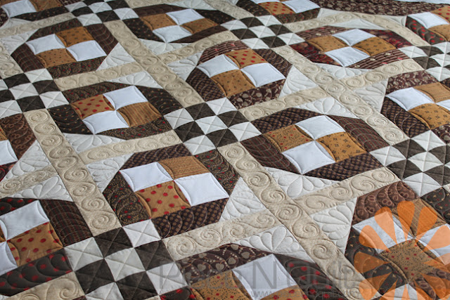 Piece N Quilt: Scrappy Brown Quilt - Custom Machine Quilting by Natalia ...