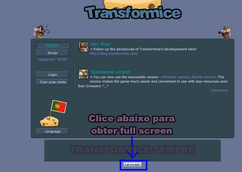Transformice Ratolol's: Novo botao para full screen no transformice