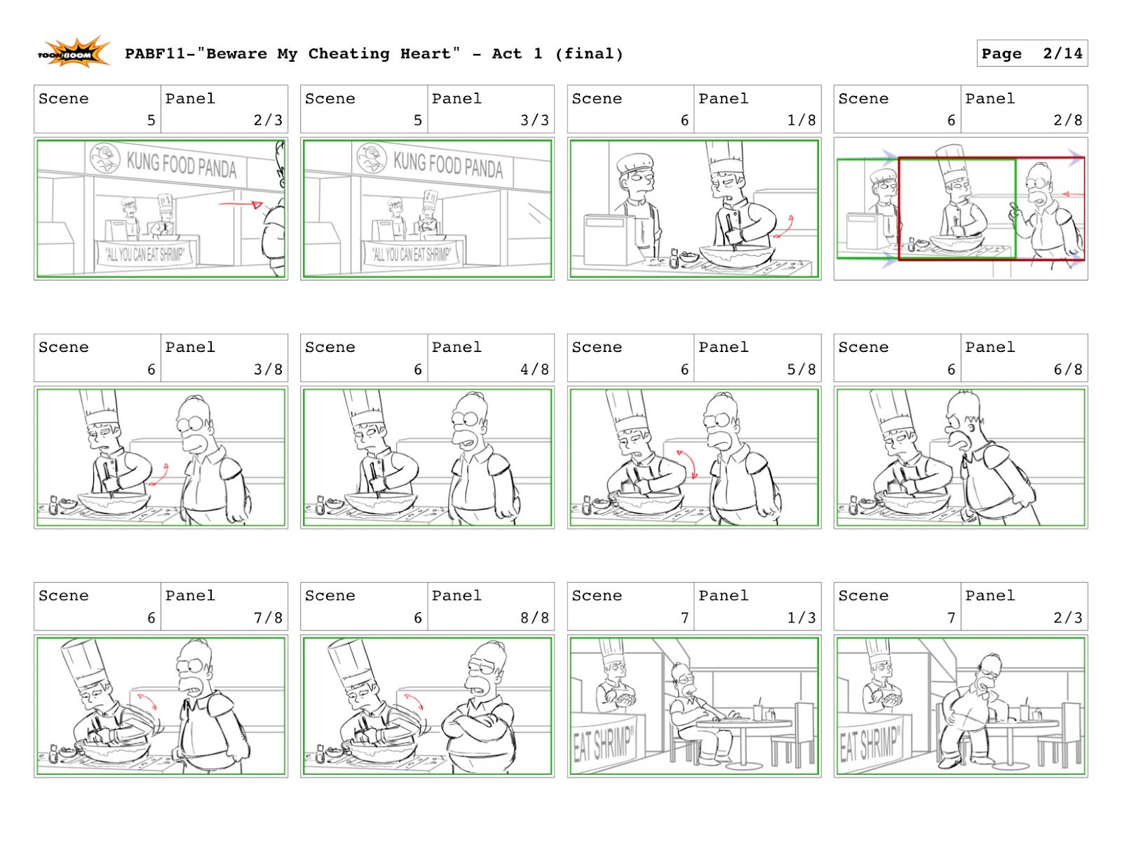 Flying Ace Pictures: THE SIMPSONS - PABF11 STORYBOARDS