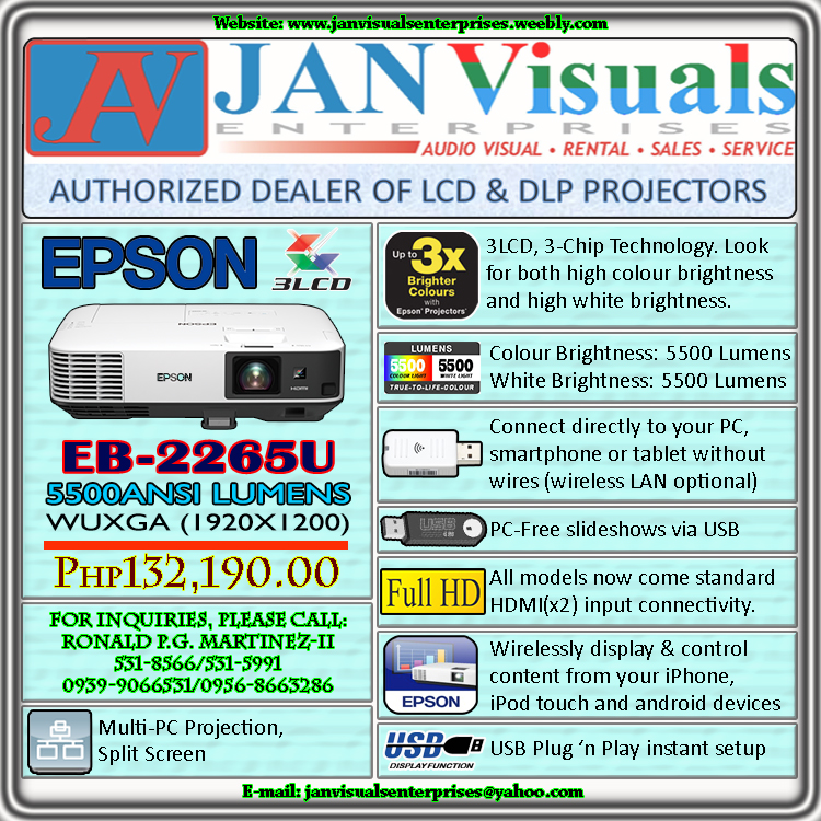 Epson EB2265U 5500 Lumens EB-2265U Full HD & Wireless LCD Projector