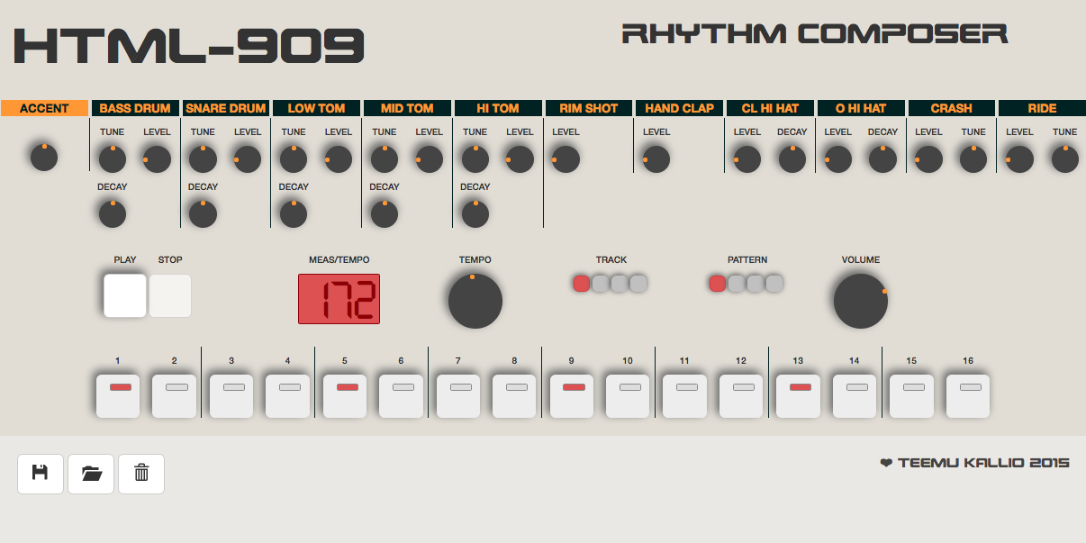 MATRIXSYNTH: HTML-909 - Online Roland TR-909