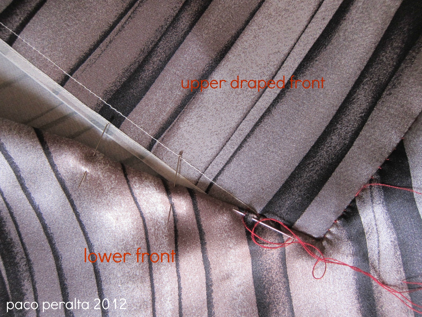 BCN - UNIQUE designer patterns: DRAPED-TOP (Organza underlining + tutorial).-