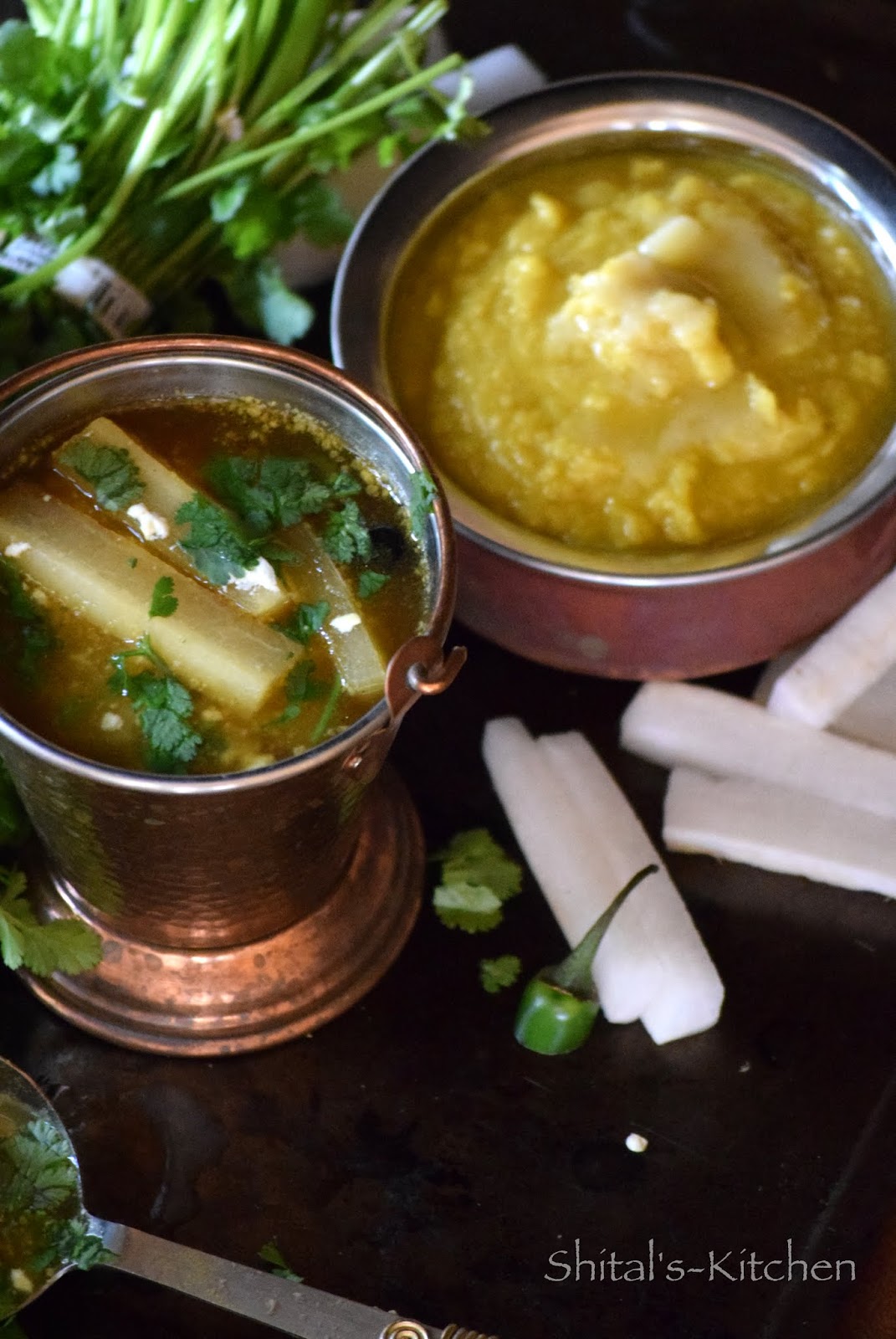 Shital's-Kitchen: Mooli Osaman: Clear Dal and Radish Soup