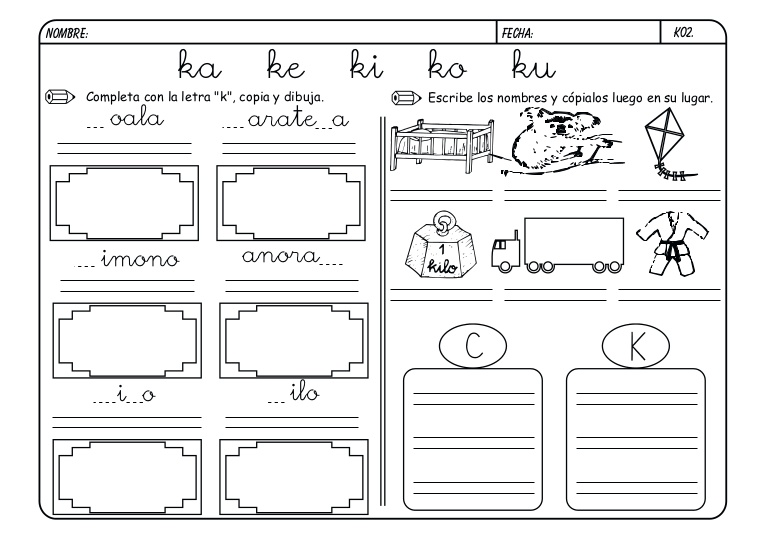El rincón de Aurora: FICHAS DE REPASO TEMA 6 ( Ll, ll , Y, y, K, k)