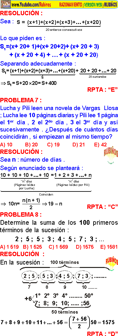 SERIES Y SUMATORIAS PROBLEMAS RESUELTOS OPERADOR SIGMA DE RAZONAMIENTO ...