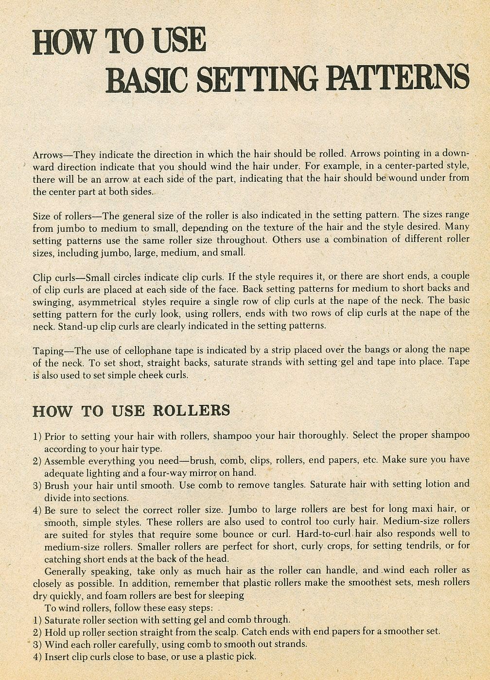 Incurlers: How to use Setting Patterns from 1974