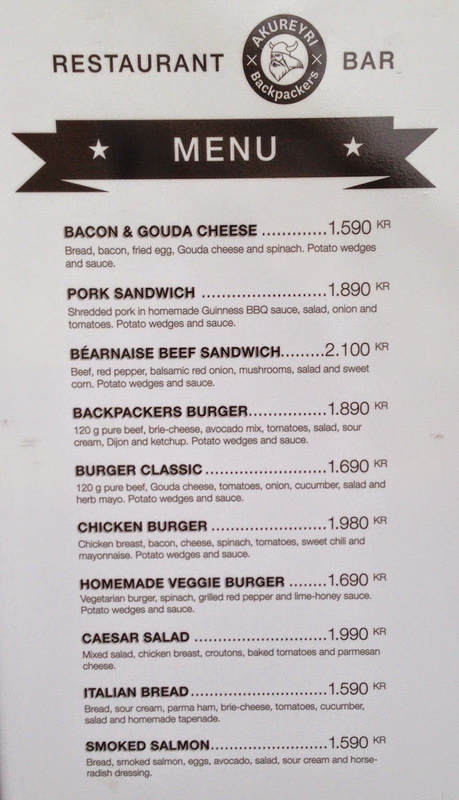 The Wandering Mushroom: Akureyri Restaurant Menus