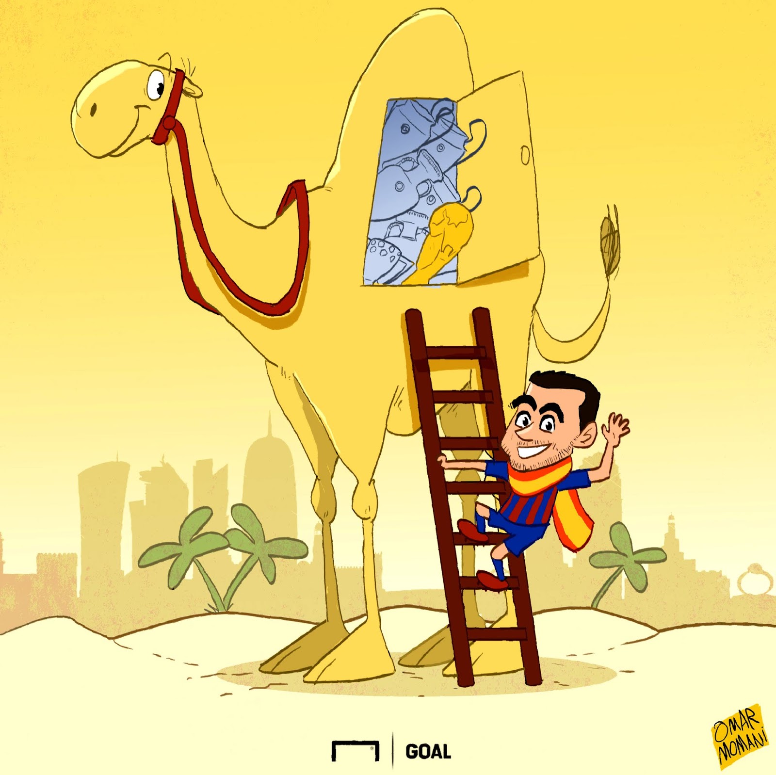 Omar Momani cartoons: Xavi rides off into the sunset - with a camel ...