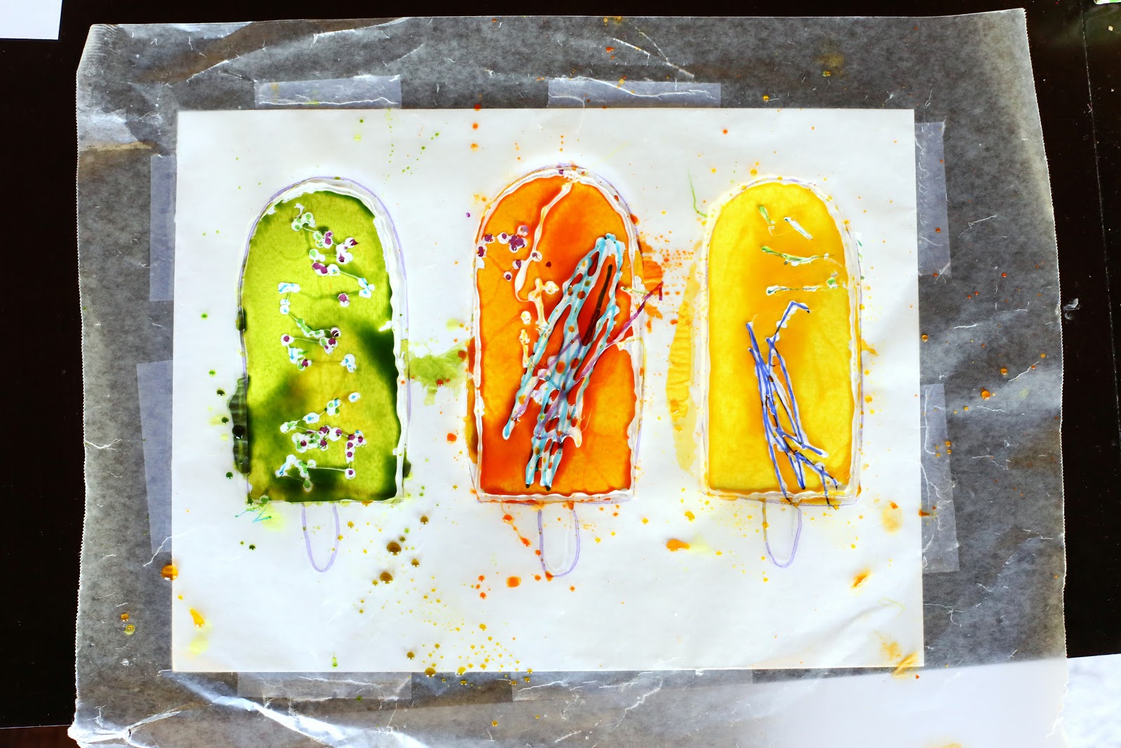 Popsicle Resist Art with Free Popsicle Template