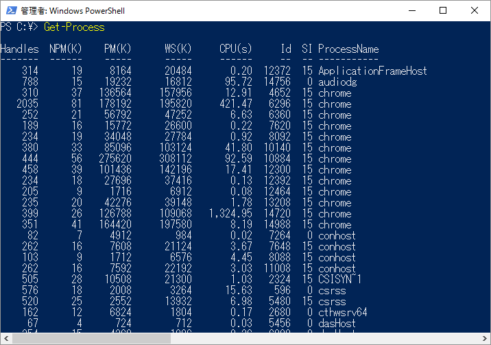 【powershell】実行中のプロセスを取得する ほそぼそプログラミング日記