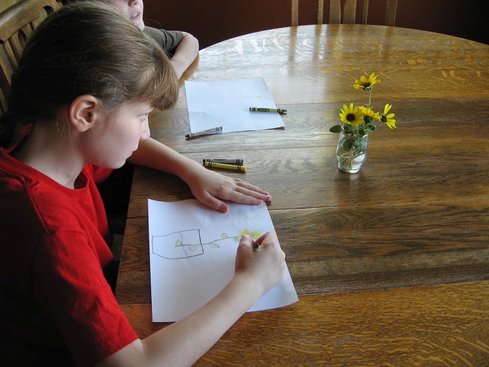 Almost Unschoolers: Fall Crayon Color Matching - Sunflowers