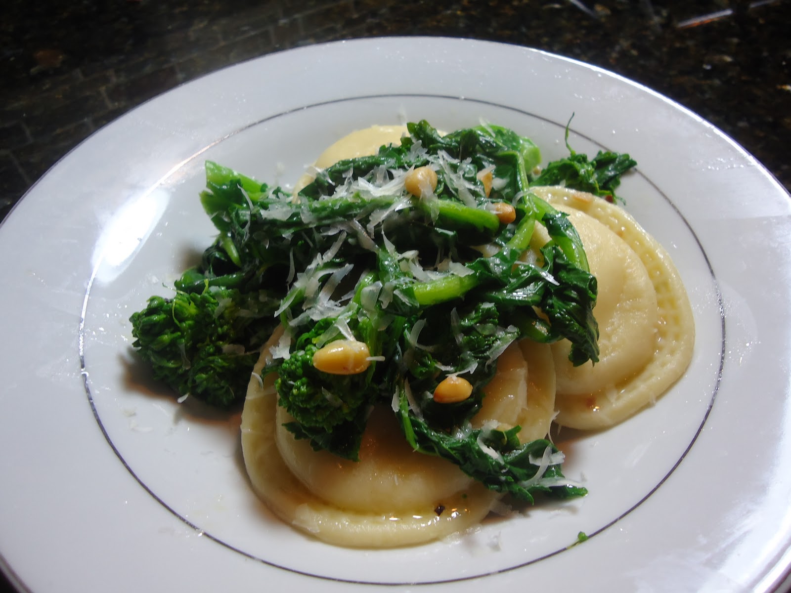 A Hungry Teacher....................: Ravioli tossed with Broccoli Rab