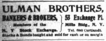 1898 Revenues: New York Stock Brokers: Ulman Brothers
