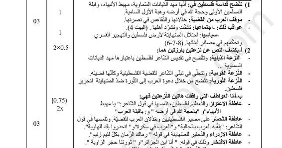 الاجابة النموذجية اللغة العربية بكالوريا 2018 شعبة تسييرواقتصاد | المجتهد