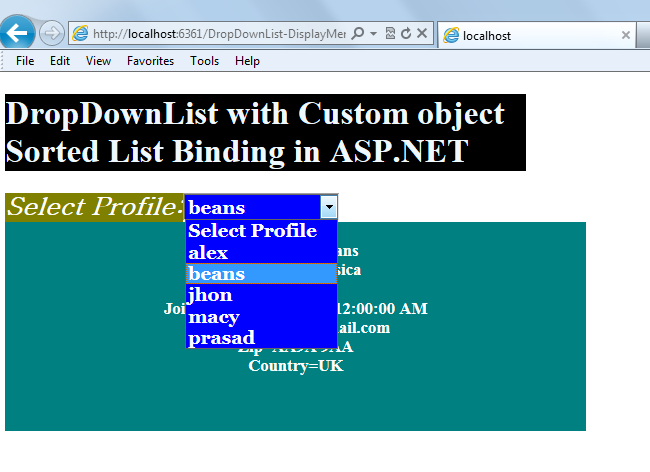 Aspnet 4 Tutorials Dropdownlist With Custom Sorted List Binding Using Vbnet