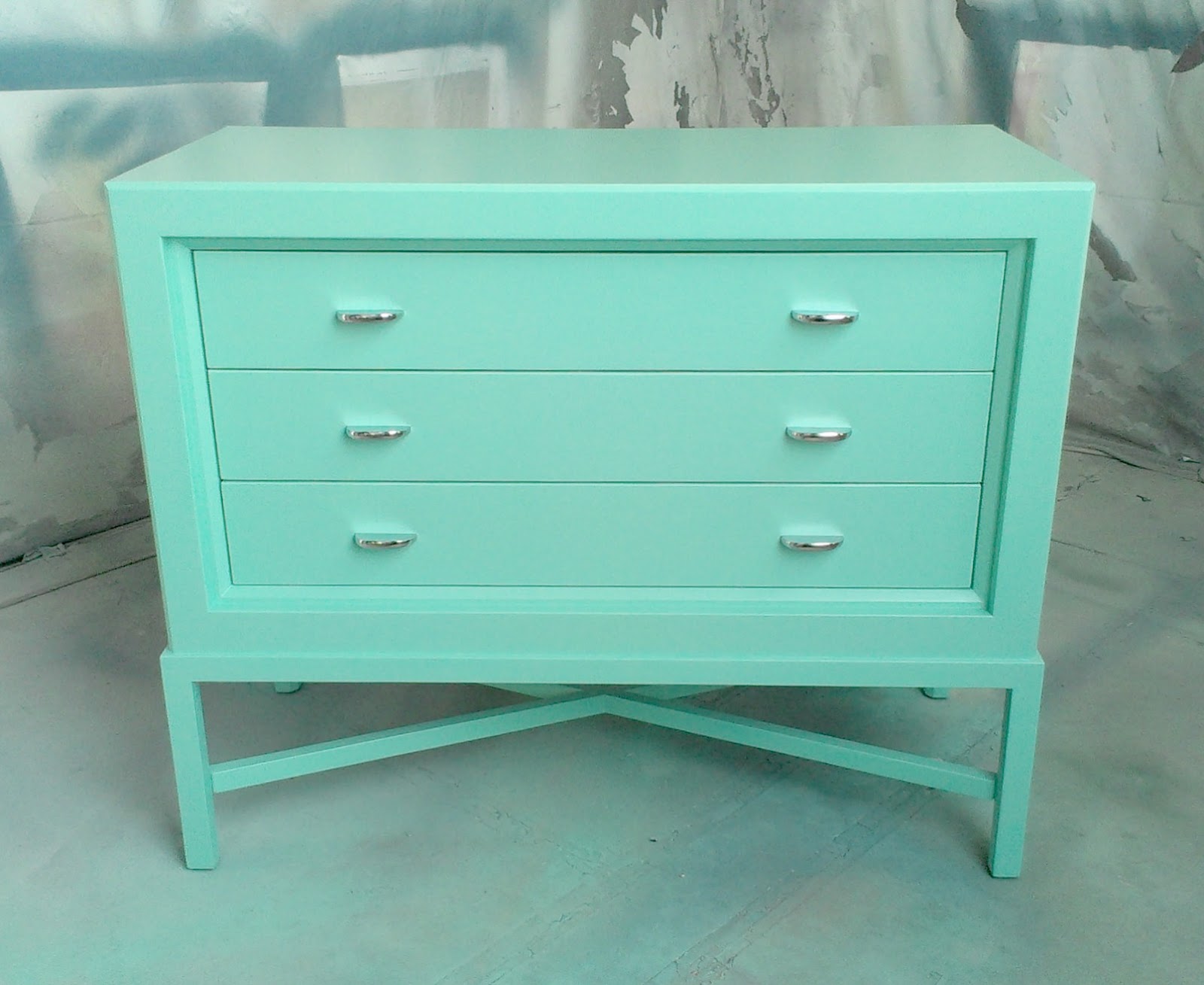 Sydney Barton - Painted Furniture: Turquoise Chest on Stand