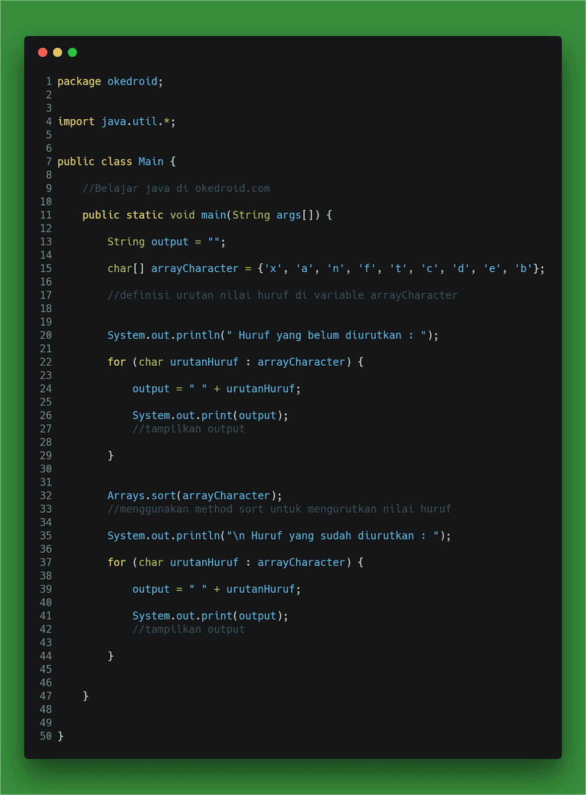 Contoh Kegiatan Mengurutkan (Sort) Abjad Acak Di Java - Java Media Kita