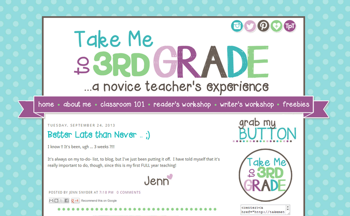 Take Me to 3rd Grade | blog design | Designs By Kassie