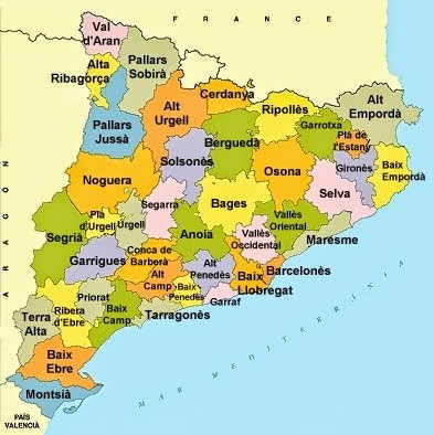 Les comarques de Catalunya: Mapa de la distribució actual de les comarques