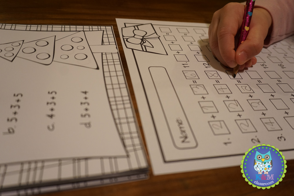 KM Classroom: Christmas Addition Math Facts with Three Addends Task Cards