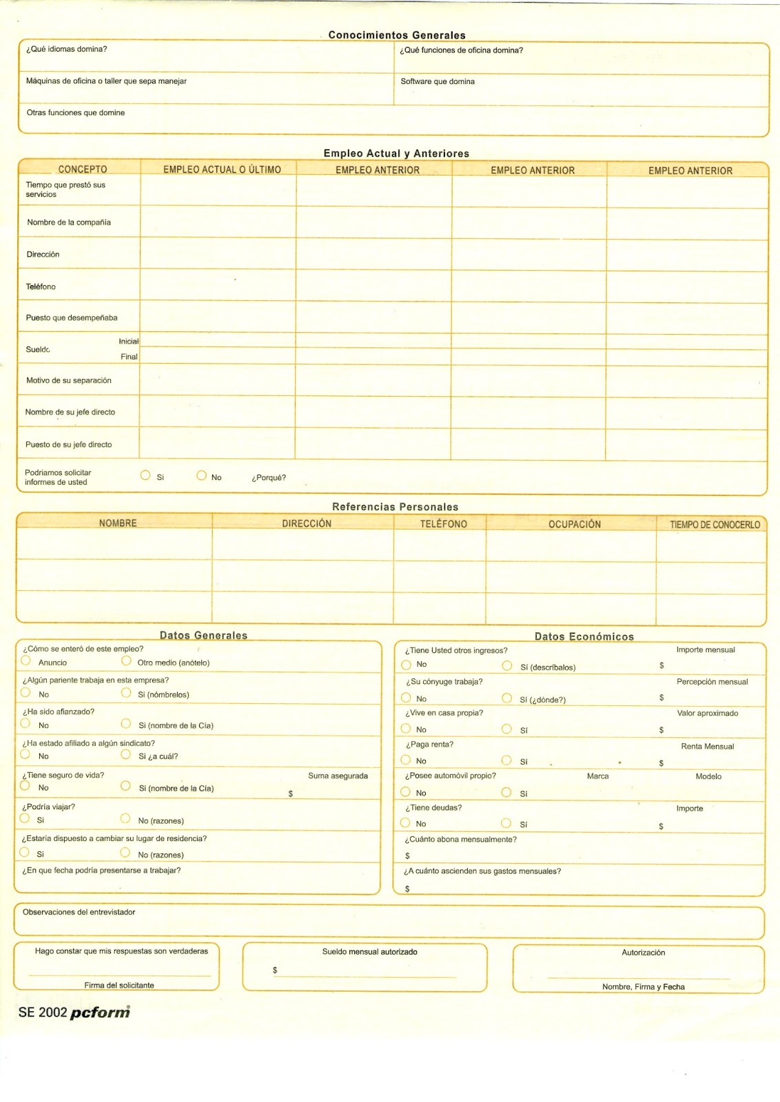 Hojas De Trabajo Para Solicitud De Empleo