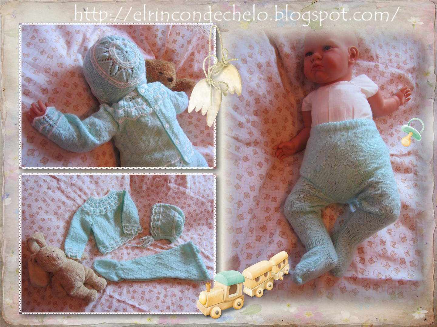 El rincón de Chelo: Conjunto para bebé en color verde