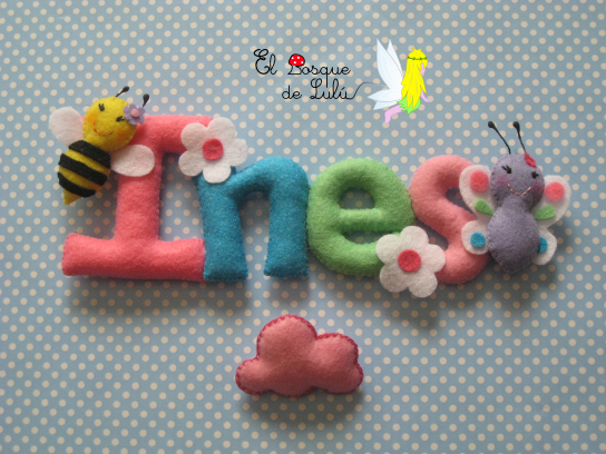 El Bosque de Lulú: Nombre deocorativo en fieltro para Ines