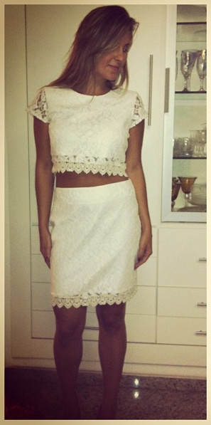 Thata: Conjunto top cropped de Renda