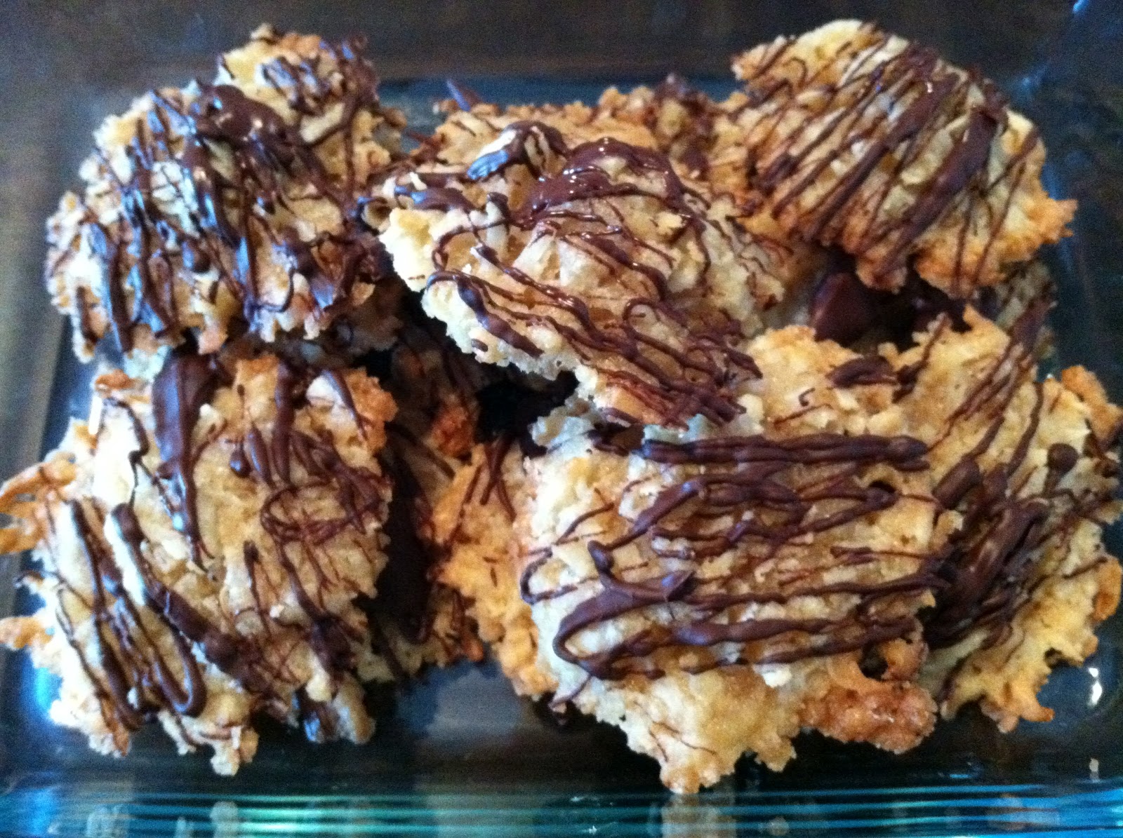 Chocolate and coconut lace cookies